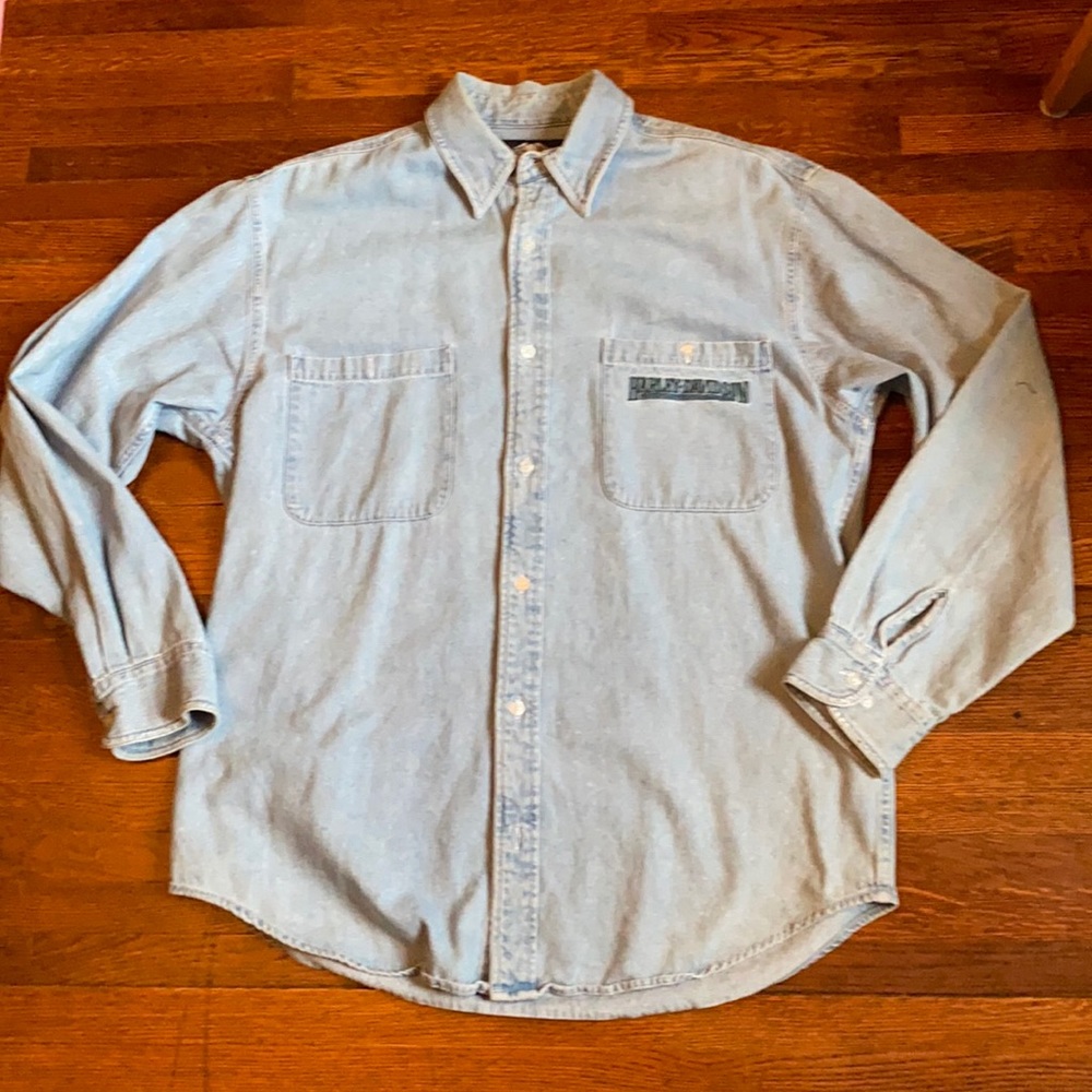 Vintage Men's Harley Davidson Motor Cycles Button Up … - Gem